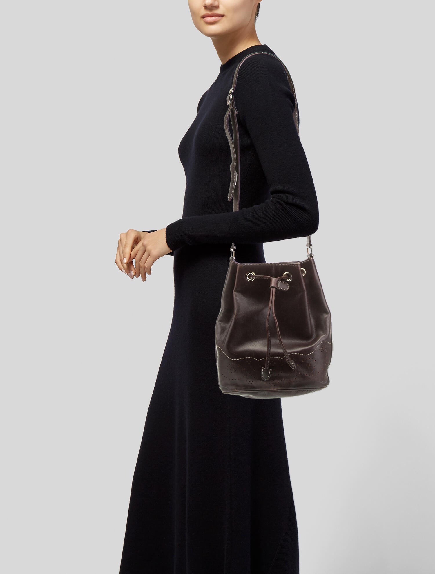 Escada Leather Shoulder Bag - Brown Shoulder Bags, Handbags - ESC114268 ...