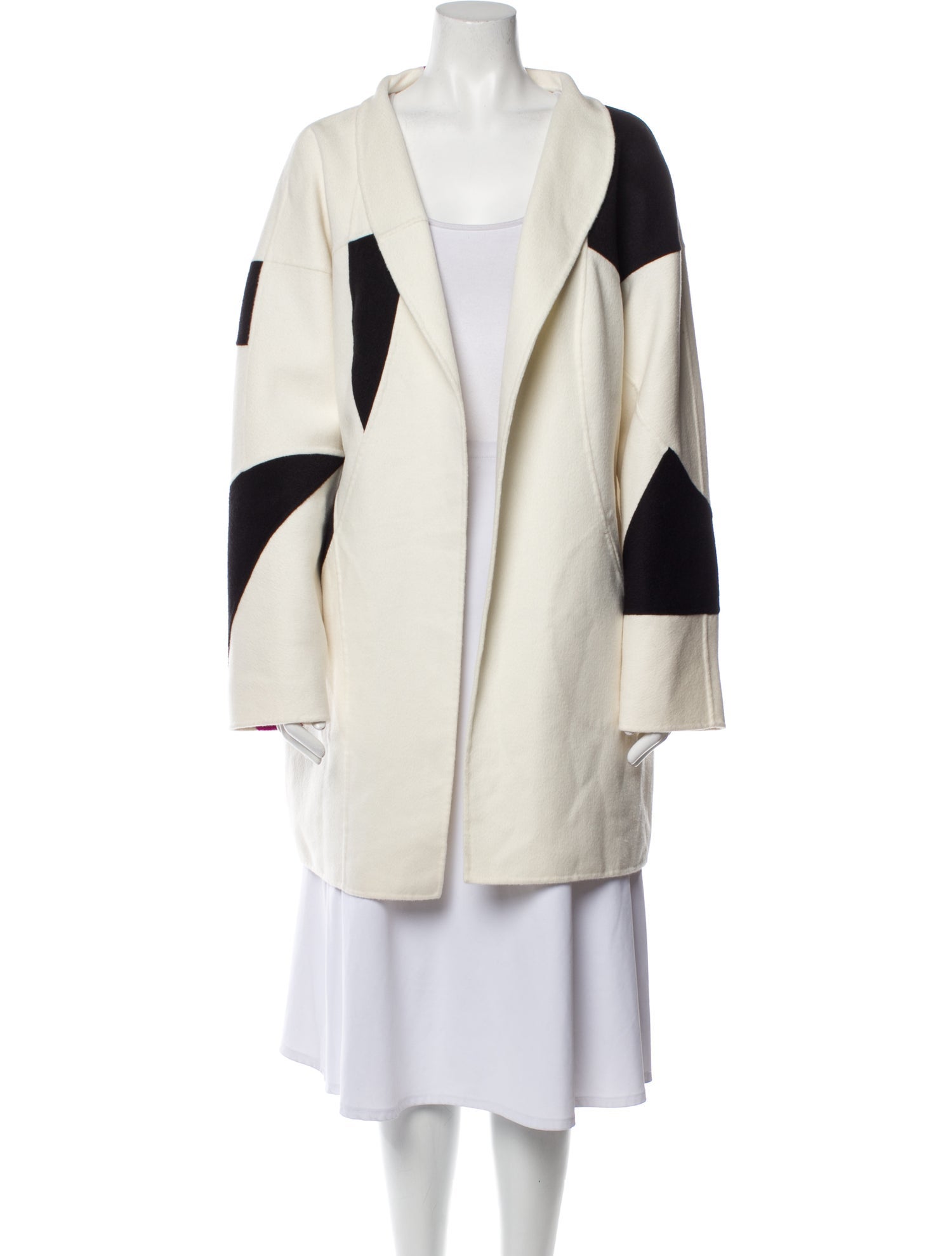 Escada Virgin Wool Colorblock Pattern Coat - Neutrals Coats, Clothing ...