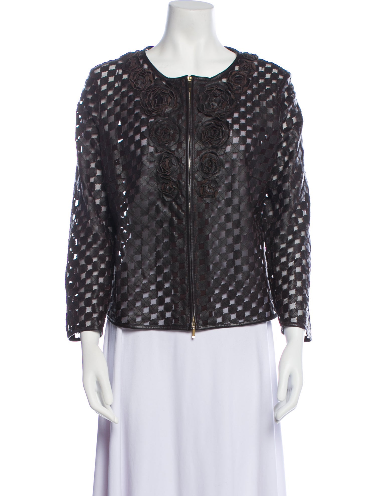 Escada Lamb Leather Printed Jacket - Black Jackets, Clothing ...