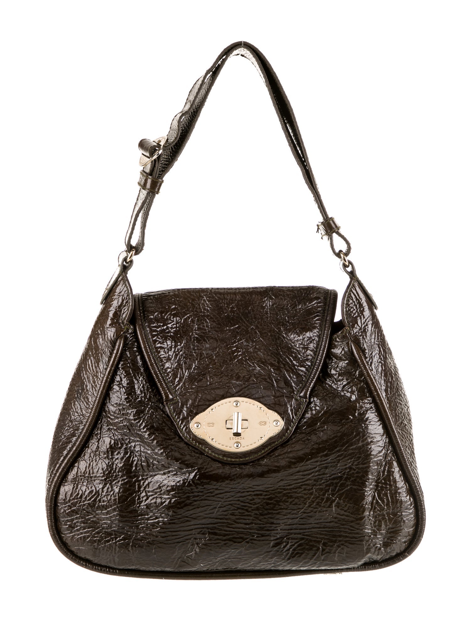 Escada Patent Leather Shoulder Bag - Brown Shoulder Bags, Handbags ...
