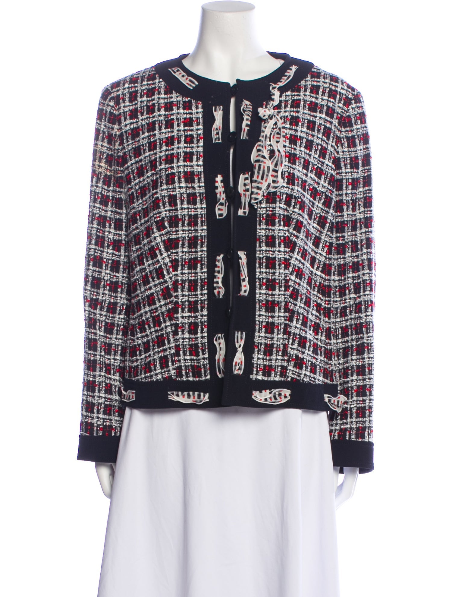 Escada Tweed Pattern Evening Jacket - Blue Jackets, Clothing ...