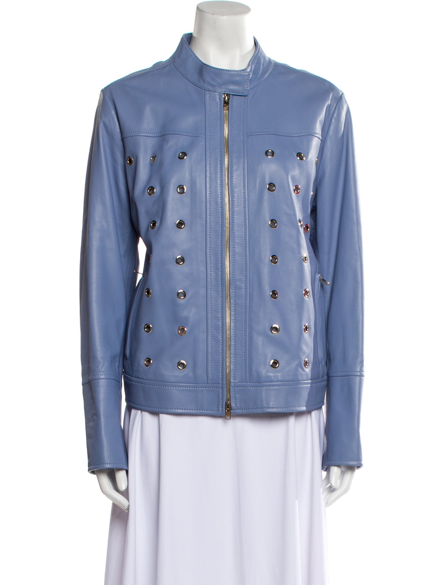 Escada Lamb Leather Evening Jacket - Blue Jackets, Clothing - ESC119399 ...