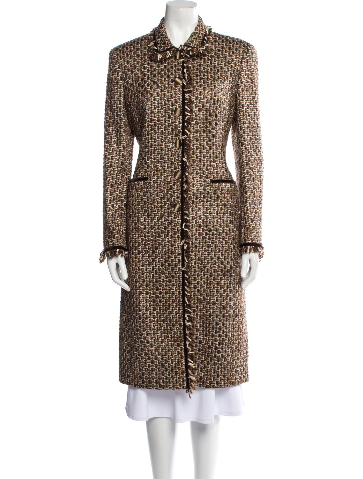 Escada Tweed Pattern Coat - Brown Coats, Clothing - ESC120203 | The ...