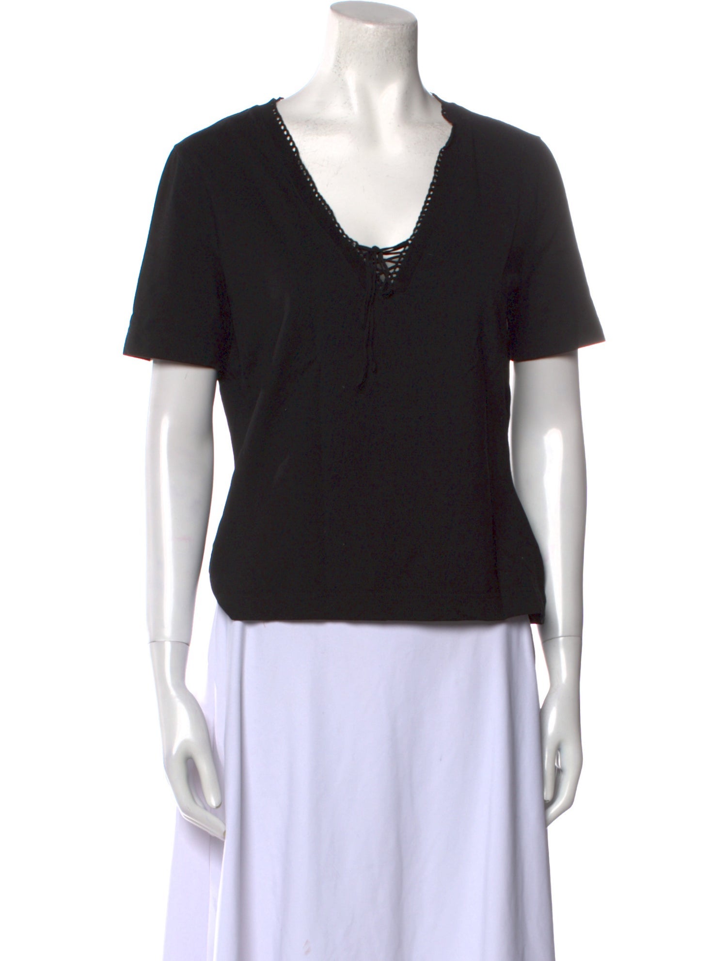 Escada V-Neck Short Sleeve T-Shirt - Black Tops, Clothing - ESC120351 ...