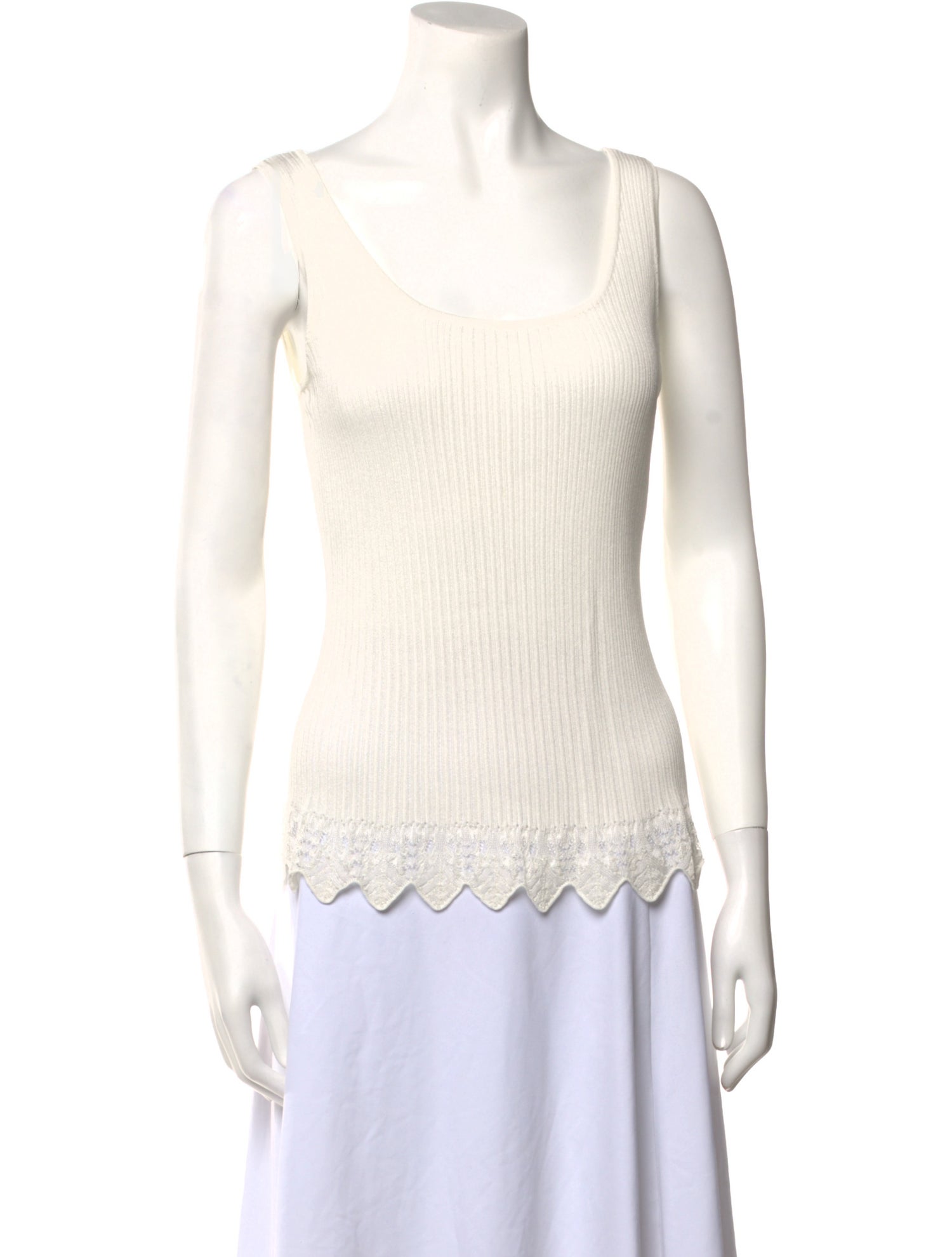 Escada Scoop Neck Sleeveless Top - Neutrals Tops, Clothing - ESC121920 ...
