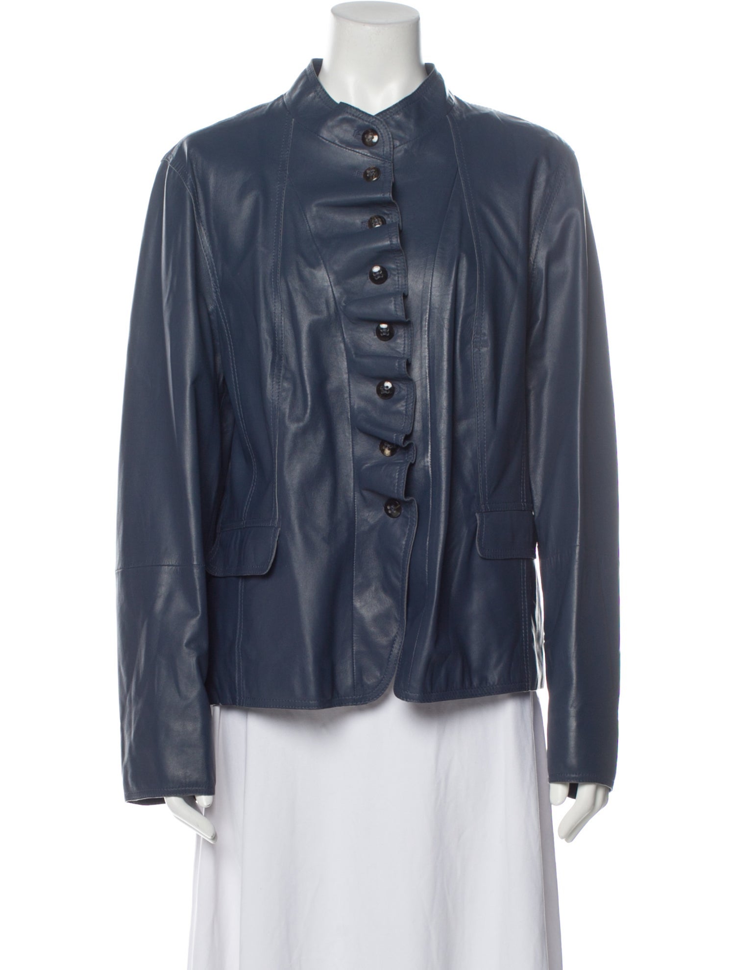 Escada Lamb Leather Evening Jacket - Blue Jackets, Clothing - ESC122068 ...