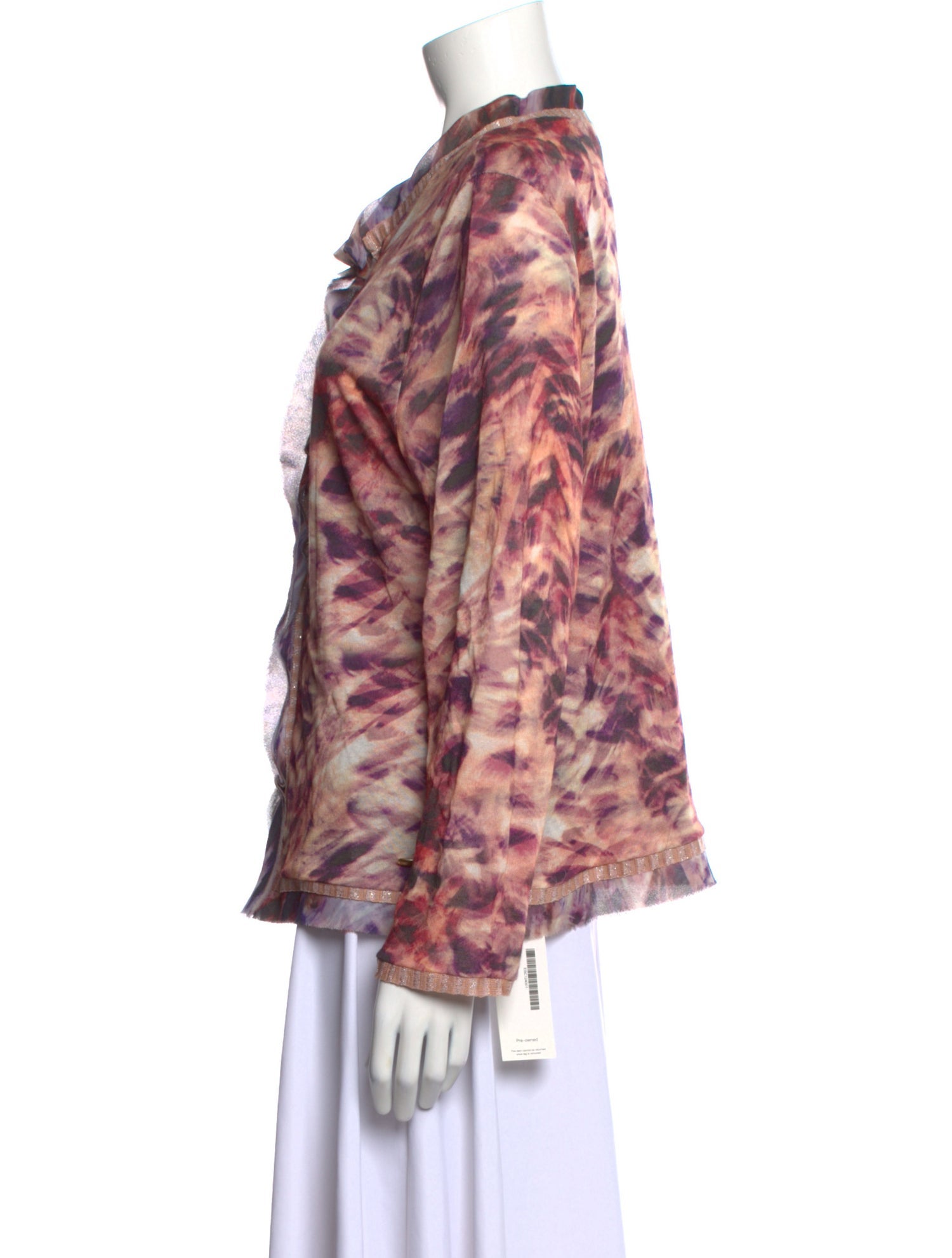 Escada Printed V-Neck Blouse - Purple Tops, Clothing - ESC124001 | The ...