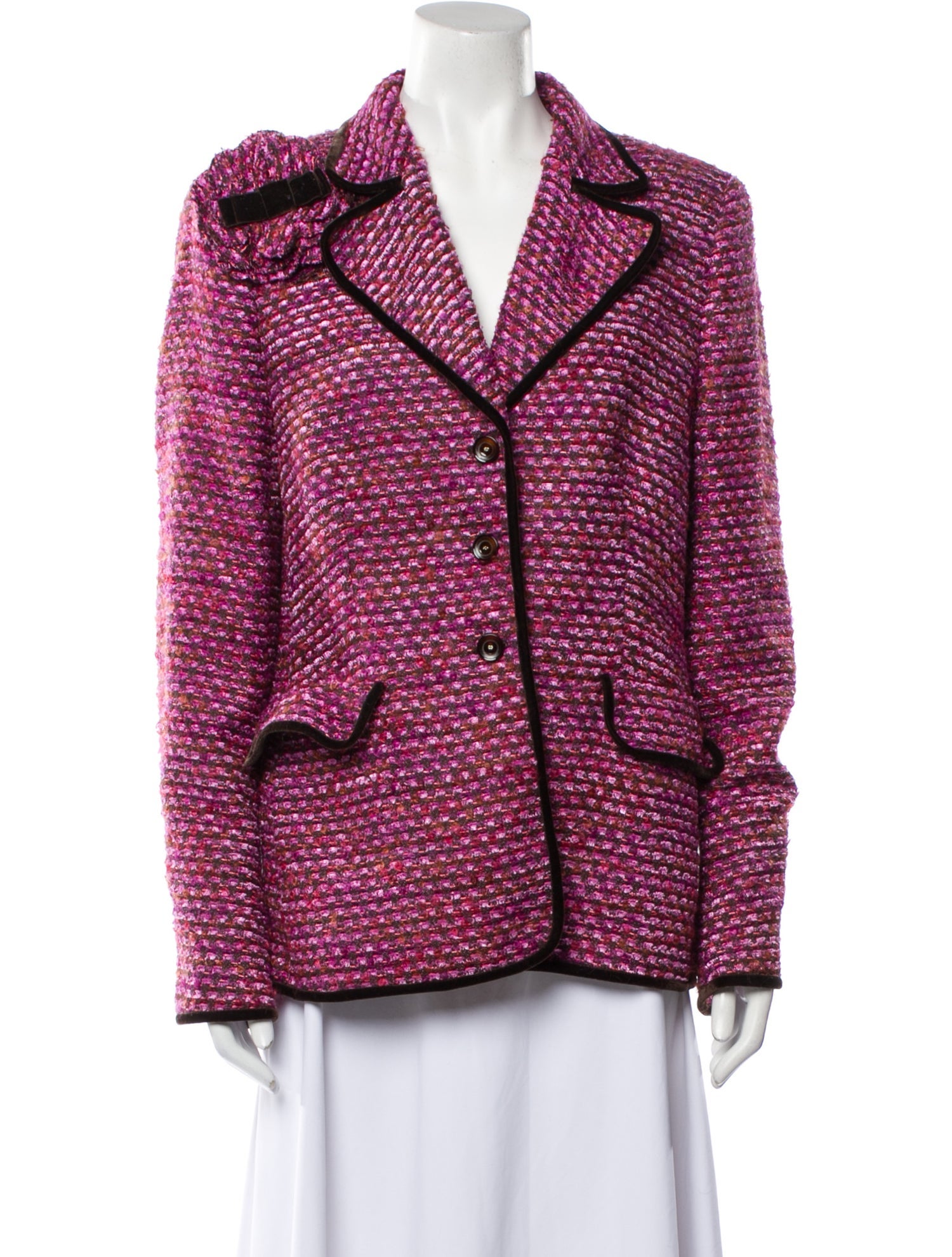 Escada Tweed Pattern Blazer w/ Tags - Pink Jackets, Clothing ...