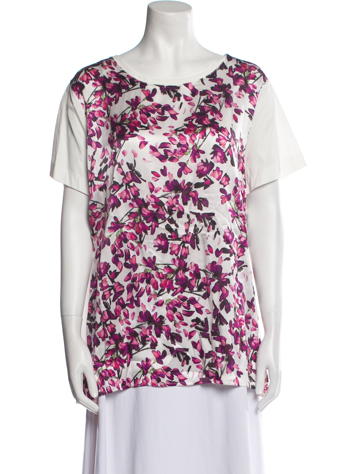 Escada Floral Print Scoop Neck T-Shirt w/ Tags - White Tops, Clothing ...