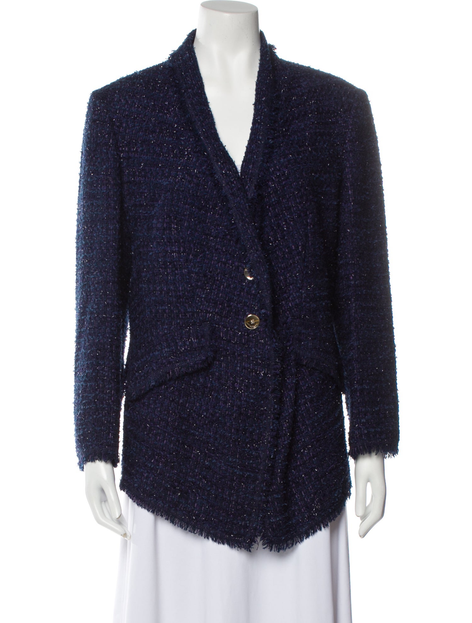 Escada Tweed Pattern Evening Jacket - Blue Jackets, Clothing ...
