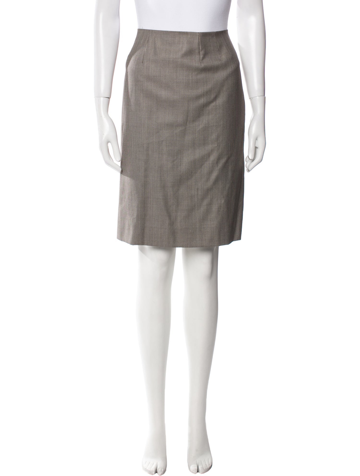 Escada Houndstooth Print Knee-Length Skirt - Brown Skirts, Clothing - ESC128383 | The RealReal
