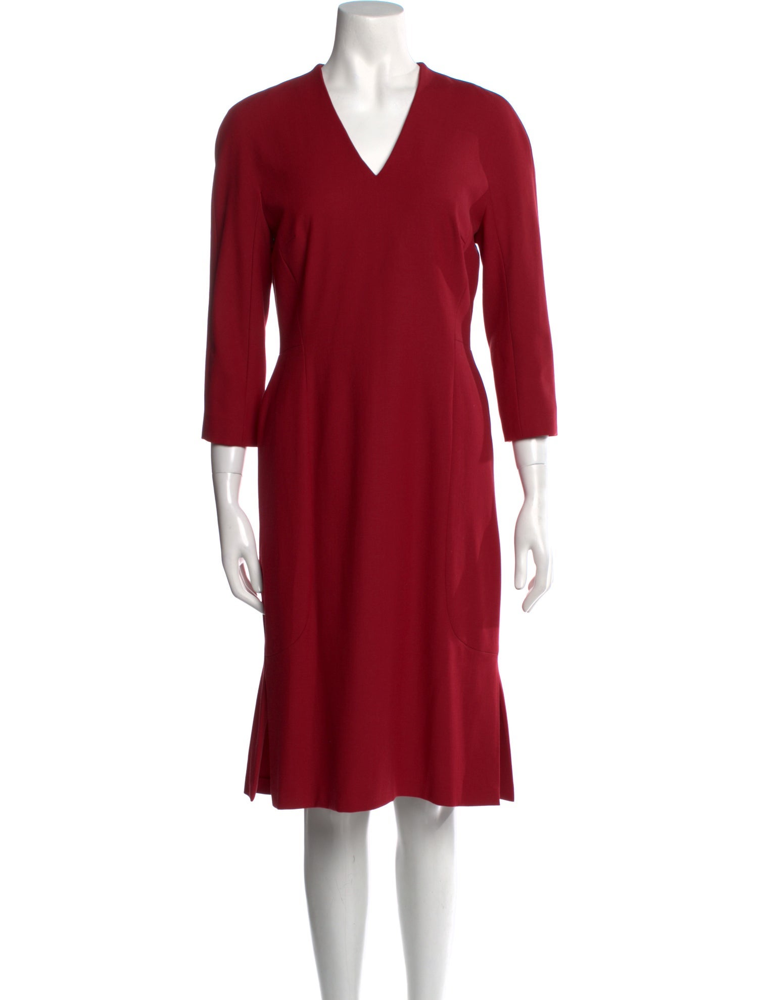 Escada Virgin Wool Knee-Length Dress - Red Dresses, Clothing ...