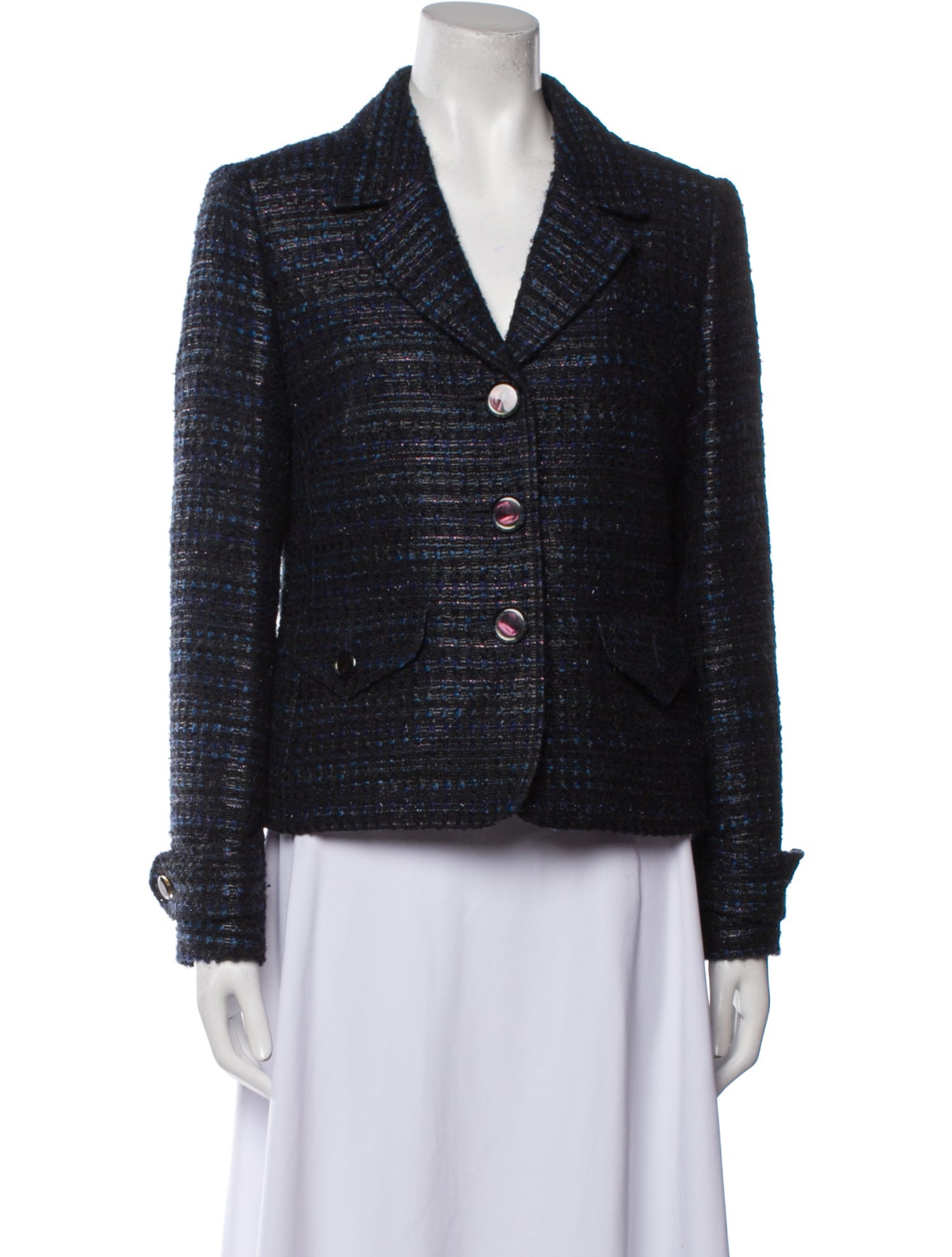 Escada Tweed Pattern Blazer - Blue Jackets, Clothing - ESC129758 | The RealReal