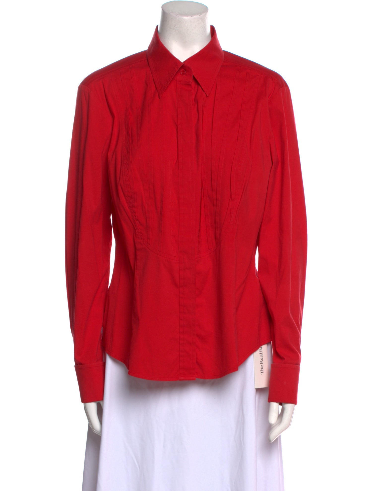 Escada Long Sleeve Button-Up Top - Red Tops, Clothing - ESC129861 | The ...