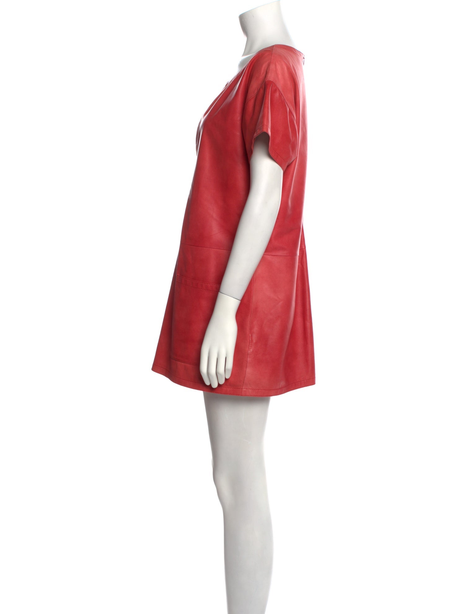Escada Lamb Leather Mini Dress - Red Dresses, Clothing - ESC131640 ...