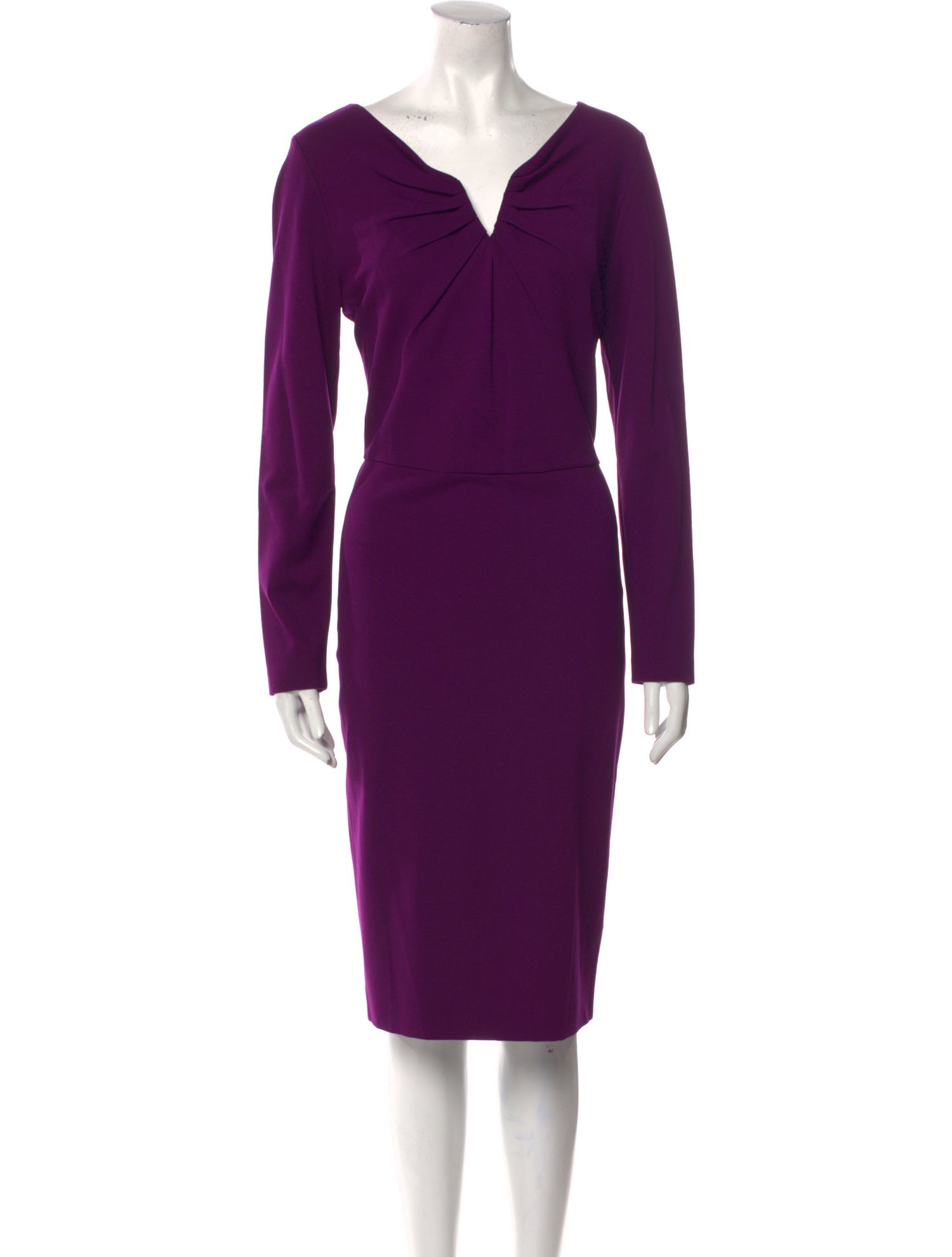 Escada V-Neck Knee-Length Dress - Purple Dresses, Clothing - ESC132310 ...