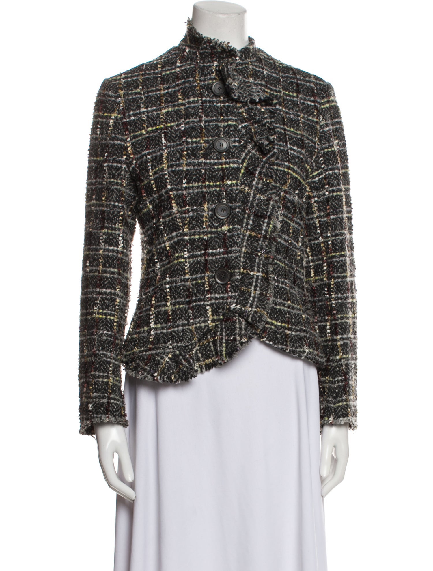 Escada Virgin Wool Tweed Pattern Jacket - Grey Jackets, Clothing ...