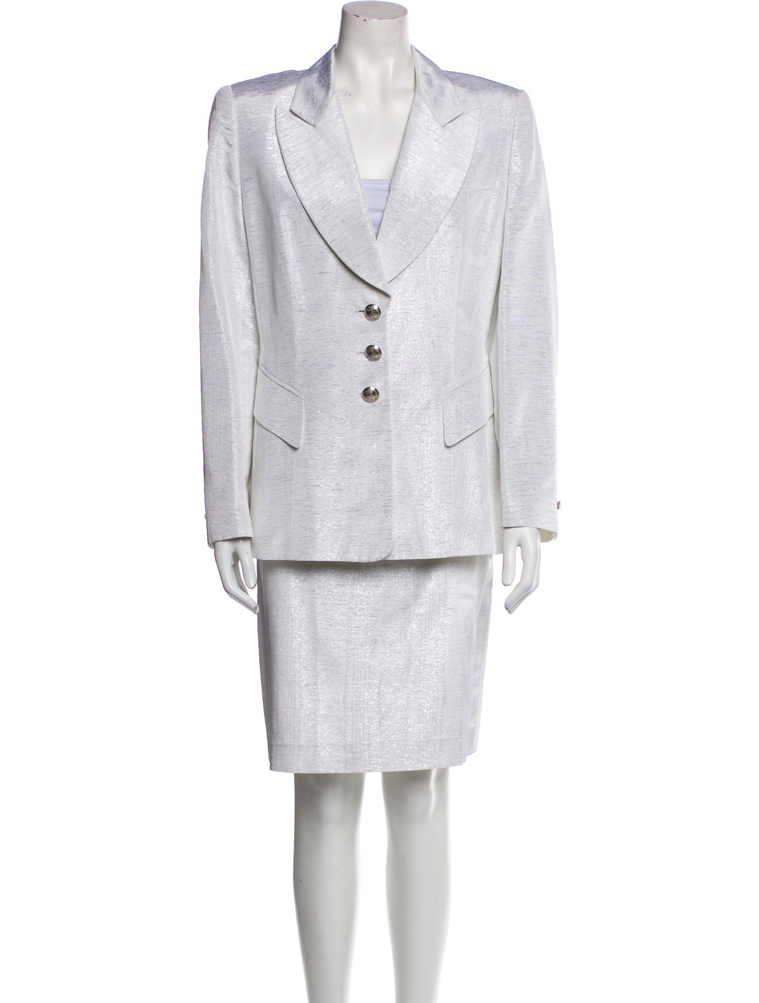 Escada Glitter Accents Skirt Suit - Metallic Suits and Sets, Clothing ...