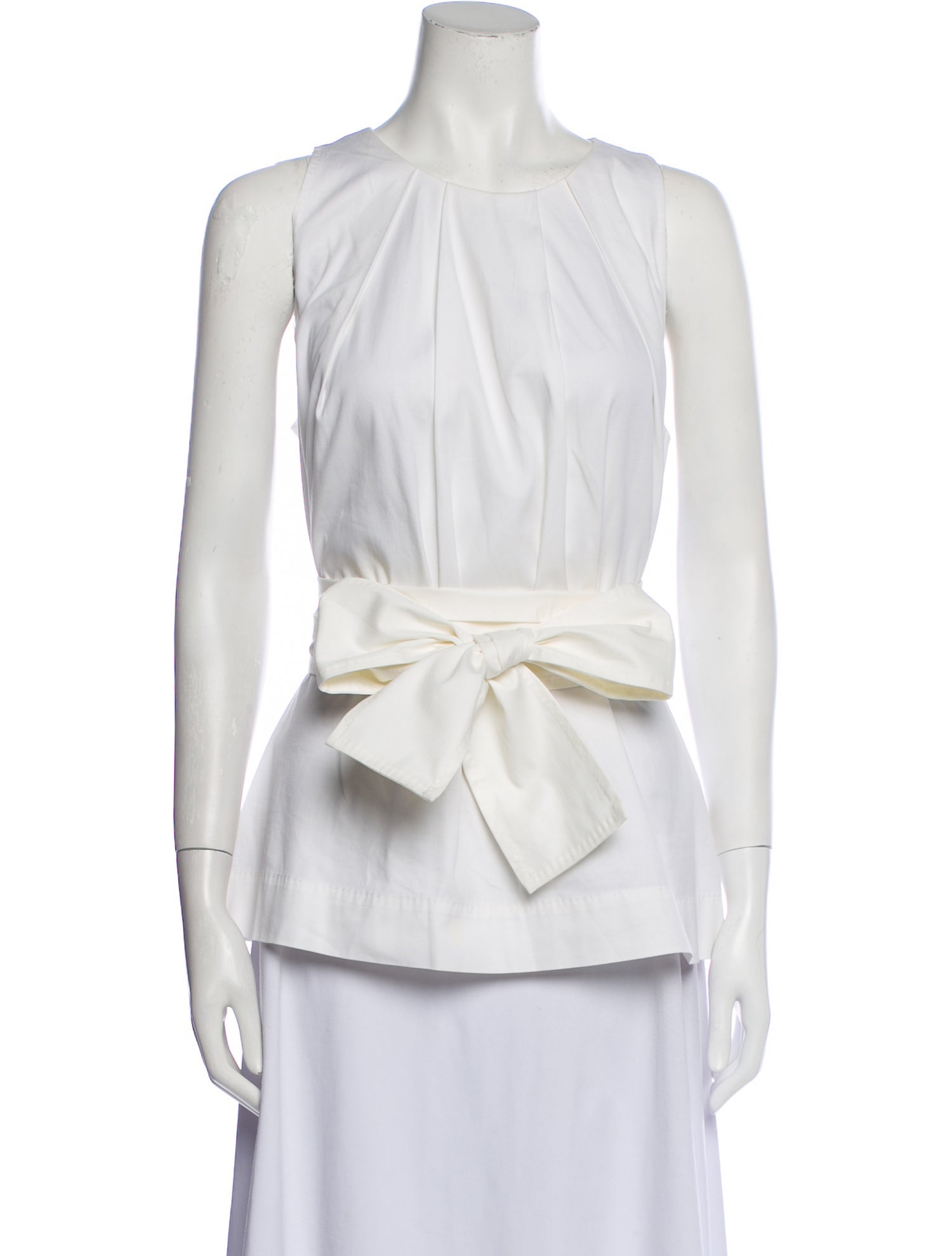 Escada Crew Neck Sleeveless Blouse - White Tops, Clothing - ESC133680 ...