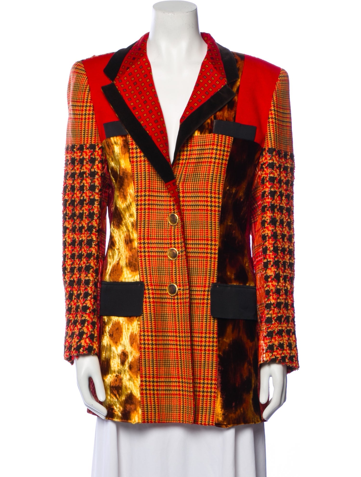 Escada Margaretha Ley Vintage Plaid Print Blazer - Yellow Jackets ...