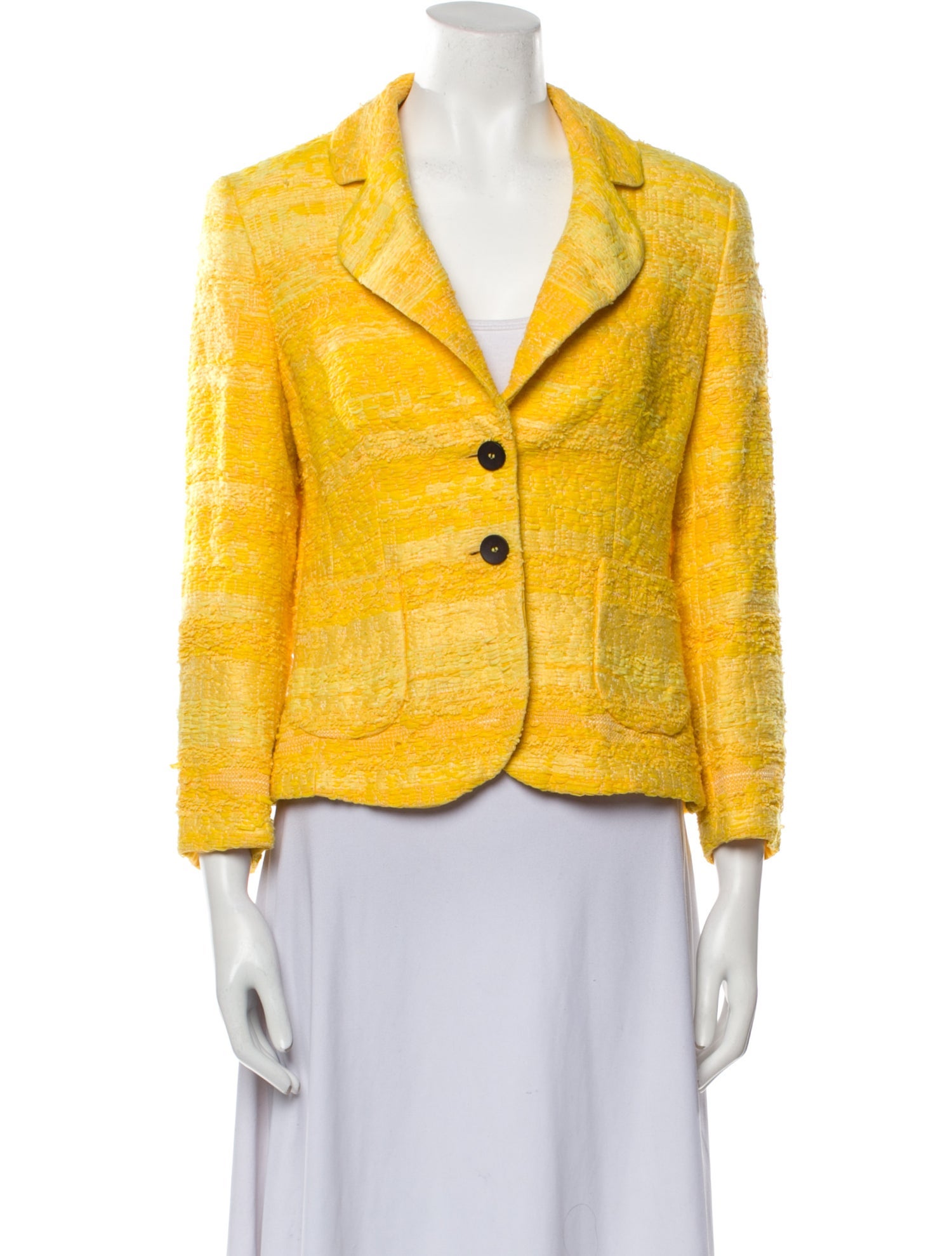 Escada Tweed Pattern Blazer - Yellow Jackets, Clothing - ESC135552 ...