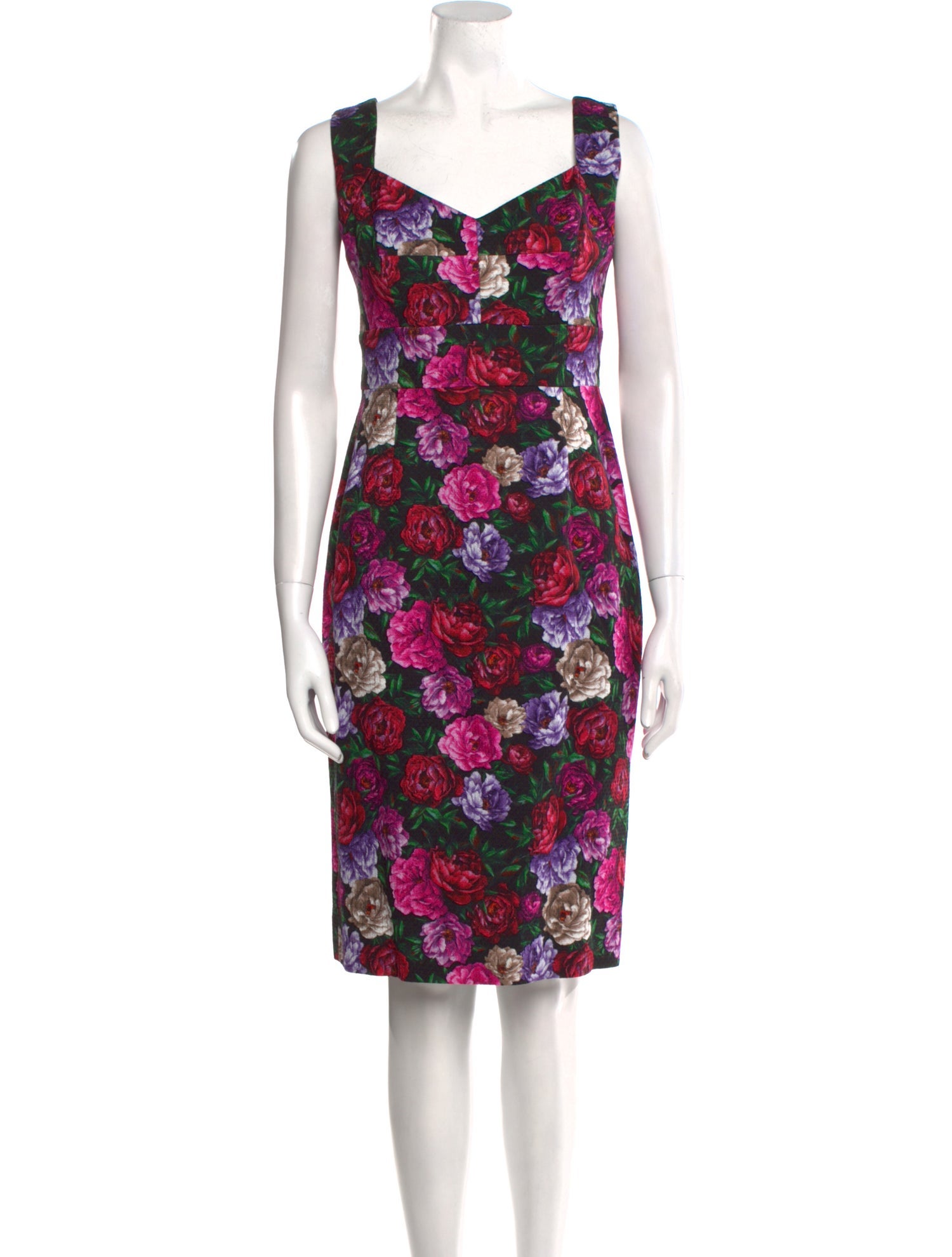Escada Floral Print Knee-Length Dress - Black Dresses, Clothing ...