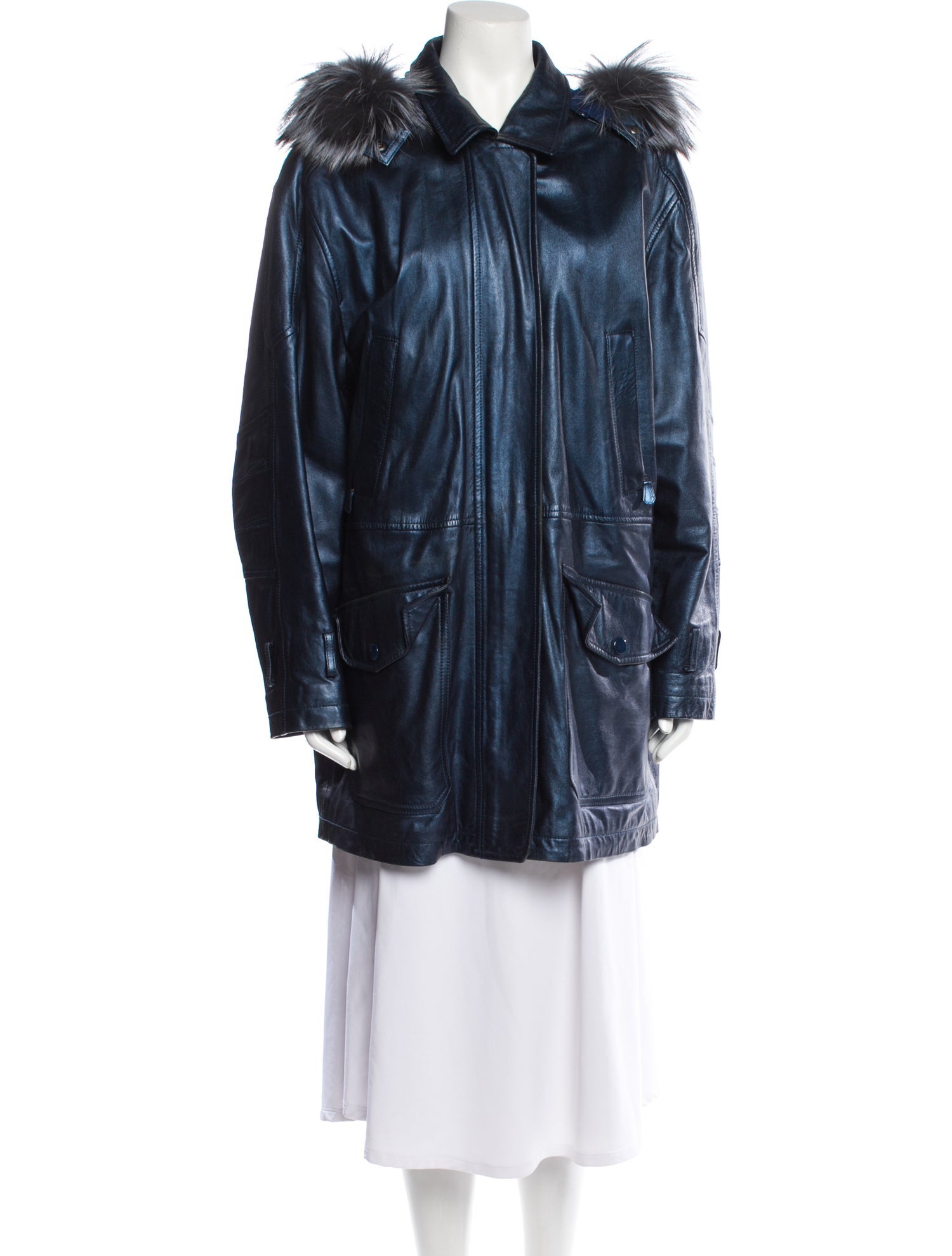 Escada Lambskin Faux Fur Coat - Blue Coats, Clothing - ESC138724 | The ...