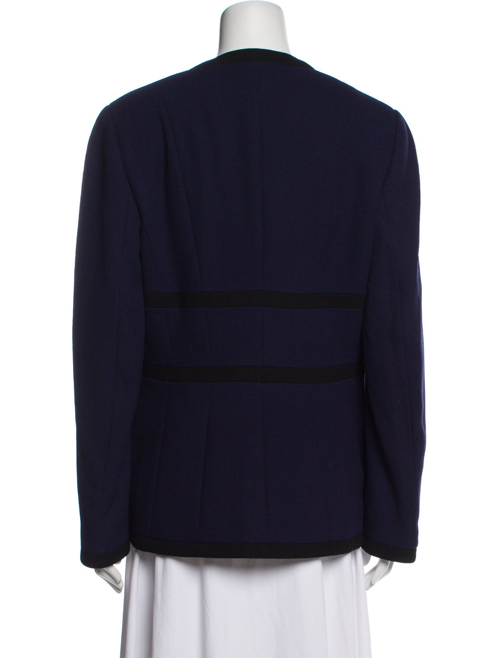 Escada Wool Evening Jacket Blue Collarless - Gem