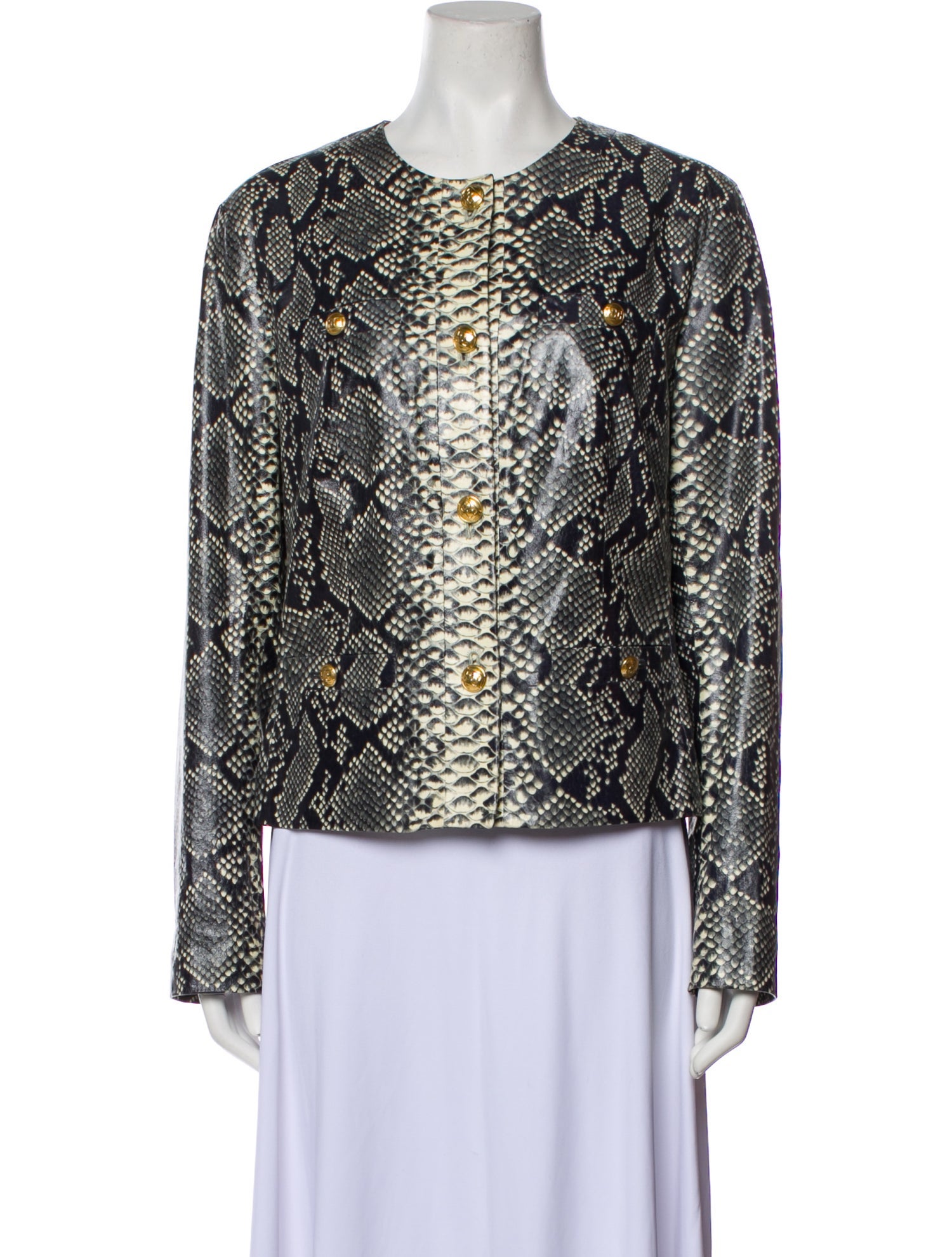 Escada Leather Animal Print Jacket - Black Jackets, Clothing ...