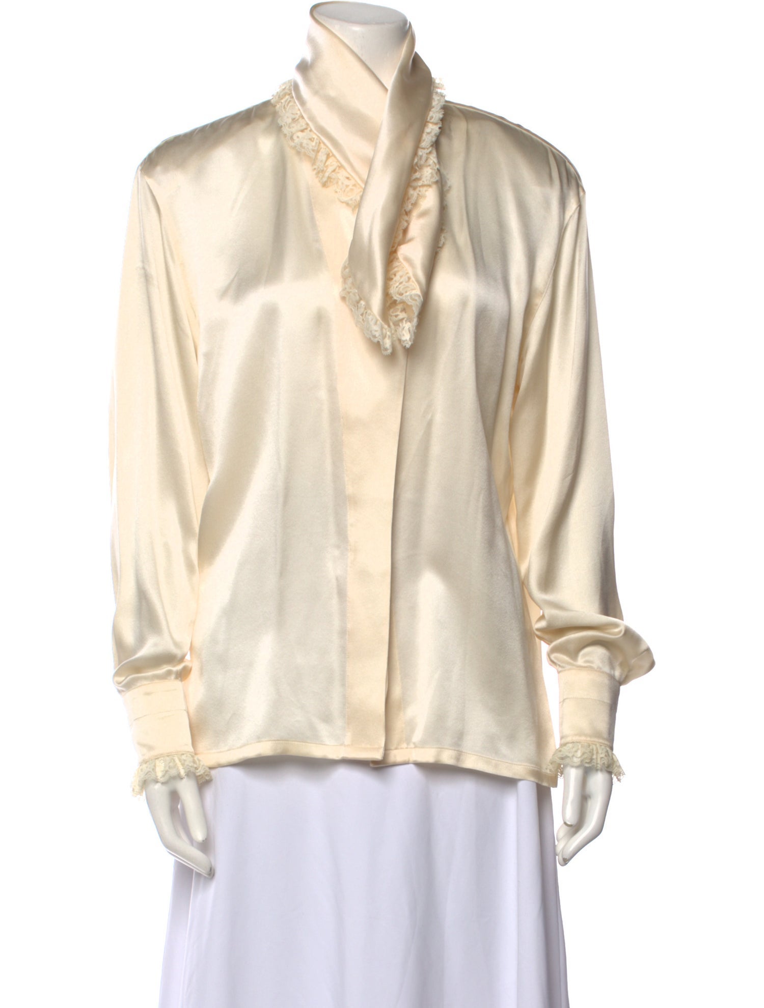 Escada V-Neck Long Sleeve Blouse - Neutrals Tops, Clothing - ESC141288 ...