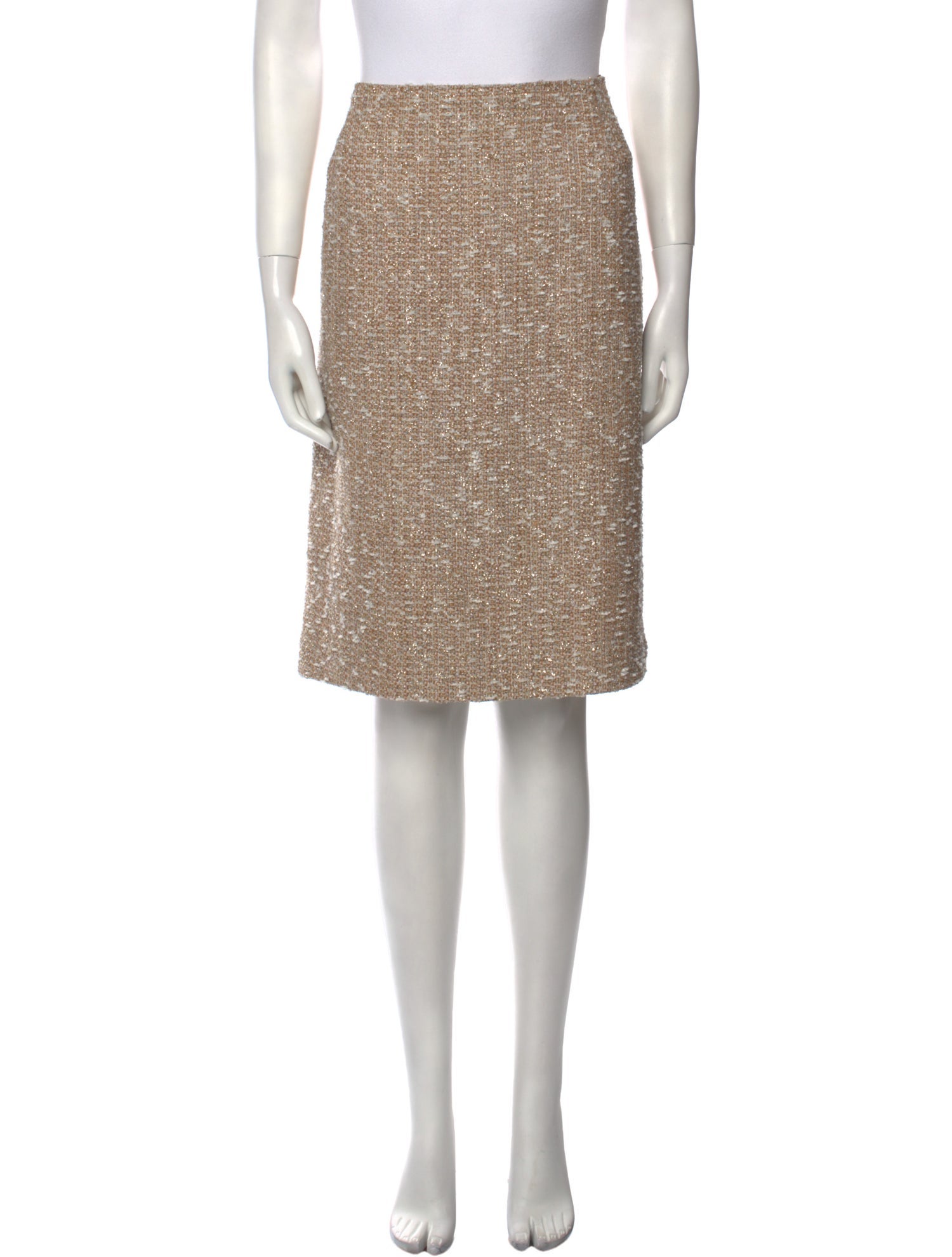 Escada Fringe Trim Accent Knee-Length Skirt - Neutrals Skirts, Clothing - ESC142490 | The RealReal