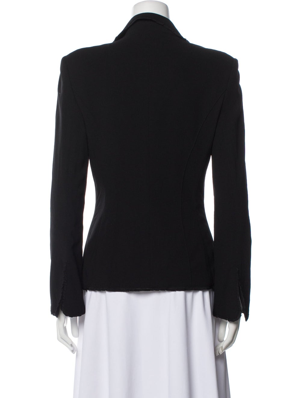 Escada Wool Blazer Black Pleated Accents & Shawl Coll… - Gem