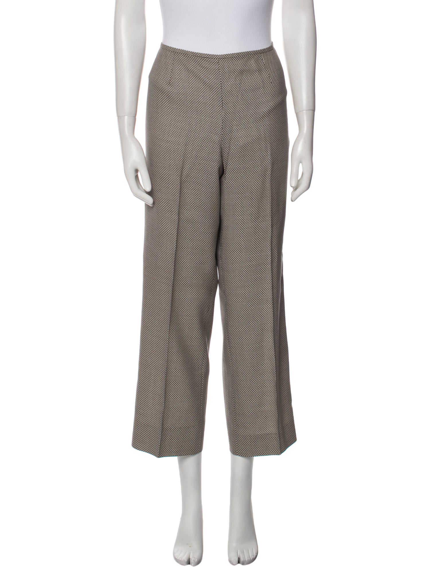 Escada Plaid Print Straight Leg Pants - Neutrals, 10.25" Rise Pants ...