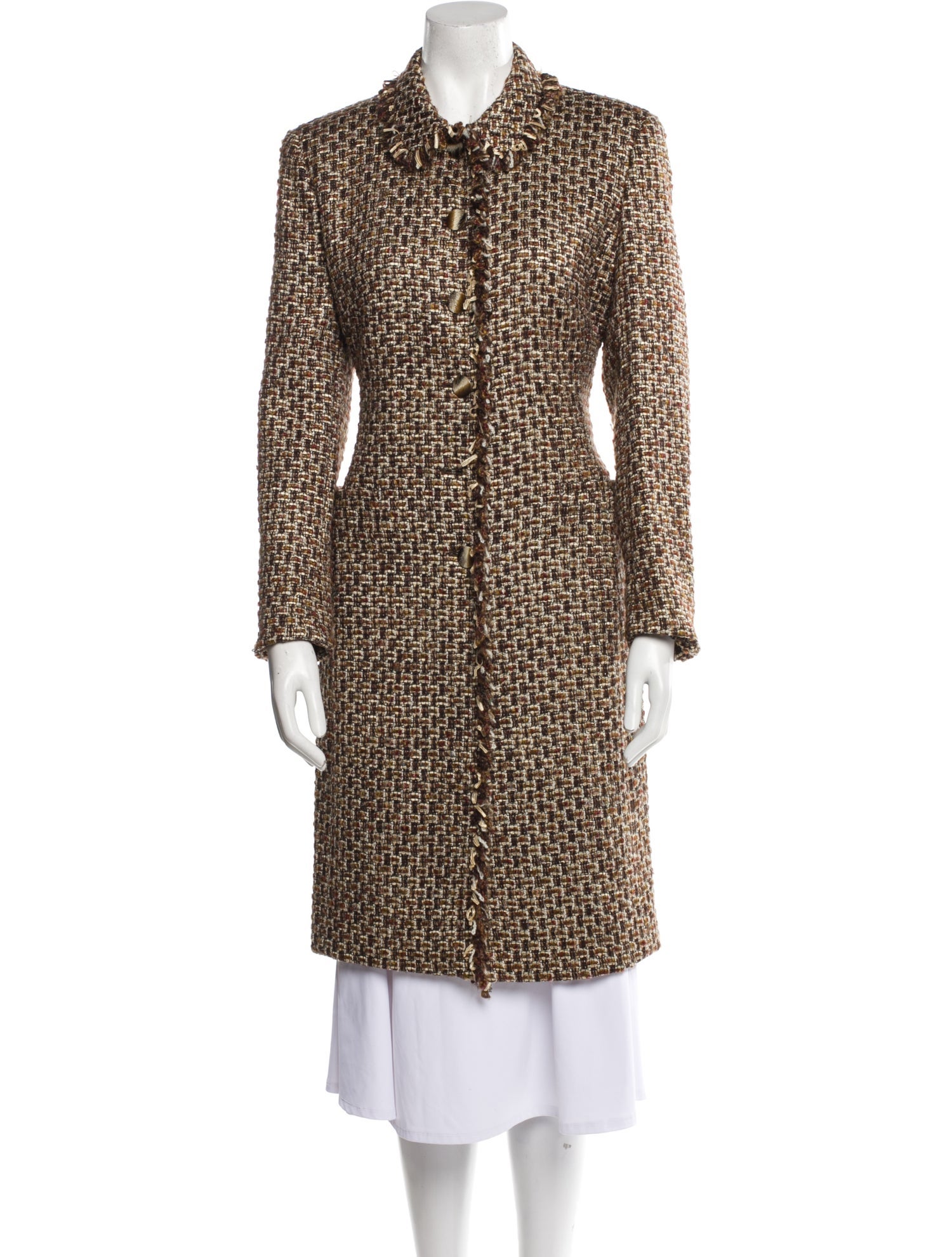 Escada Tweed Pattern Coat - Brown Coats, Clothing - ESC143558 | The ...