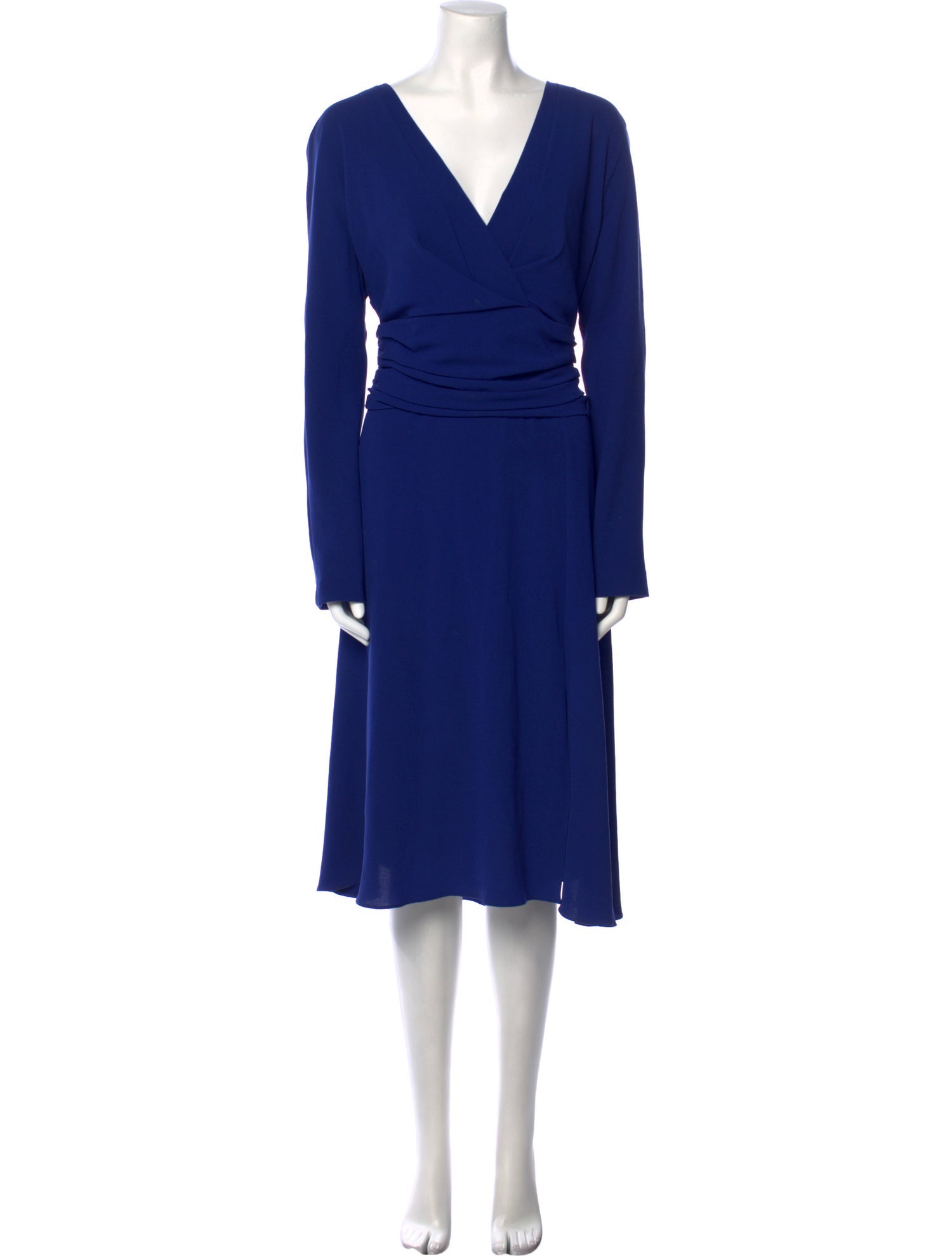 Escada V-Neck Midi Length Dress - Blue Dresses, Clothing - ESC143954 ...