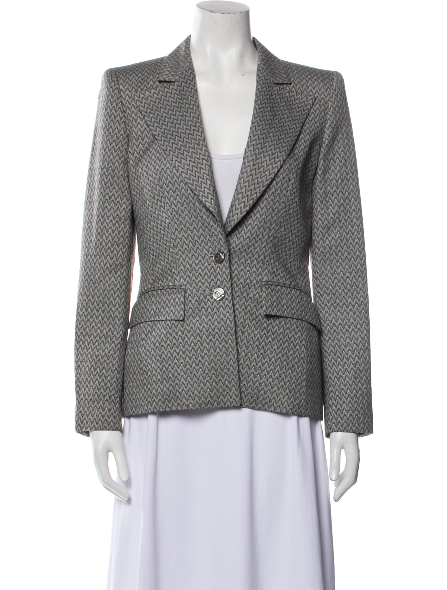 Escada Wool Striped Blazer - Grey Jackets, Clothing - ESC145003 | The ...