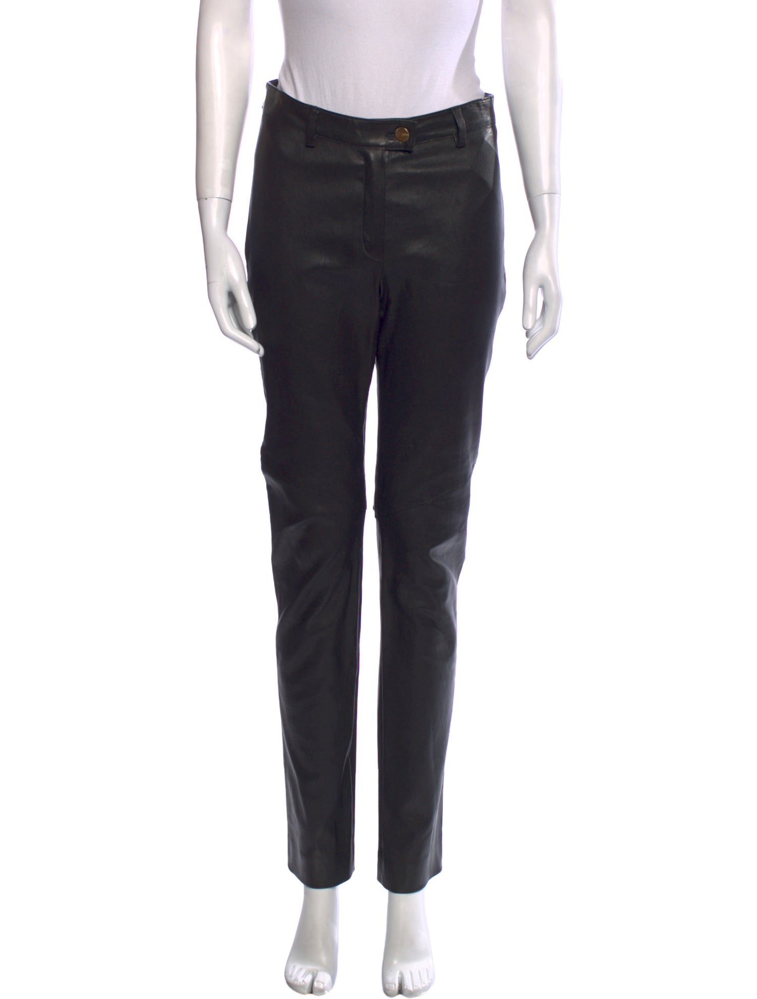 Escada Lamb Leather Skinny Leg Pants - Black, 9.5" Rise Pants, Clothing ...