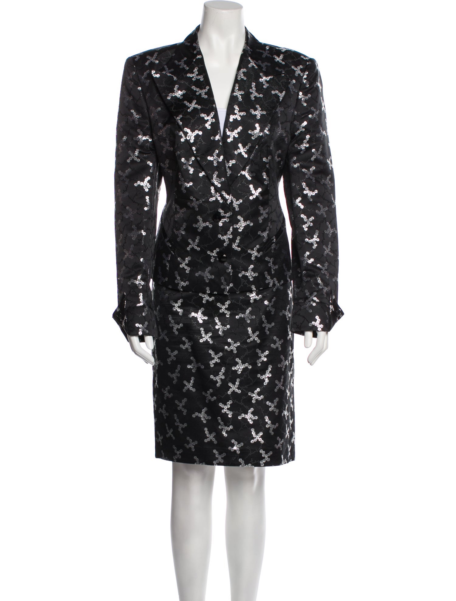 Escada Vintage Patterned Skirt Suit - Black Suits and Sets, Clothing ...