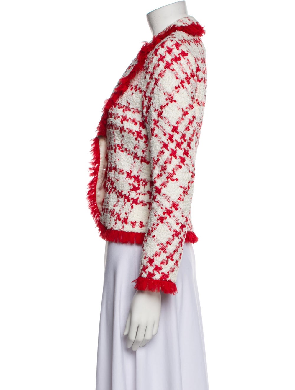 Escada Evening Jacket White Tweed Pattern Ruffle & Ra… - Gem