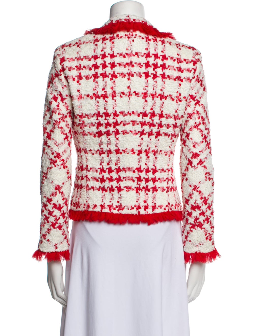Escada Evening Jacket White Tweed Pattern Ruffle & Ra… - Gem
