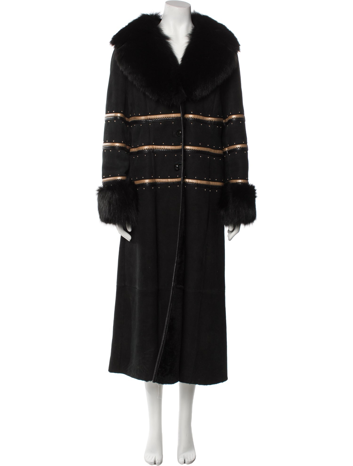 Escada Fox Striped Fur Coat - Black Coats, Clothing - ESC146990 | The ...