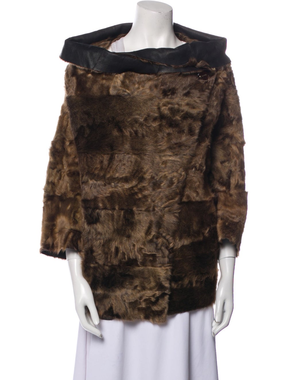 Escada Lambskin Faux Fur Jacket Vintage Brown Animal … - Gem