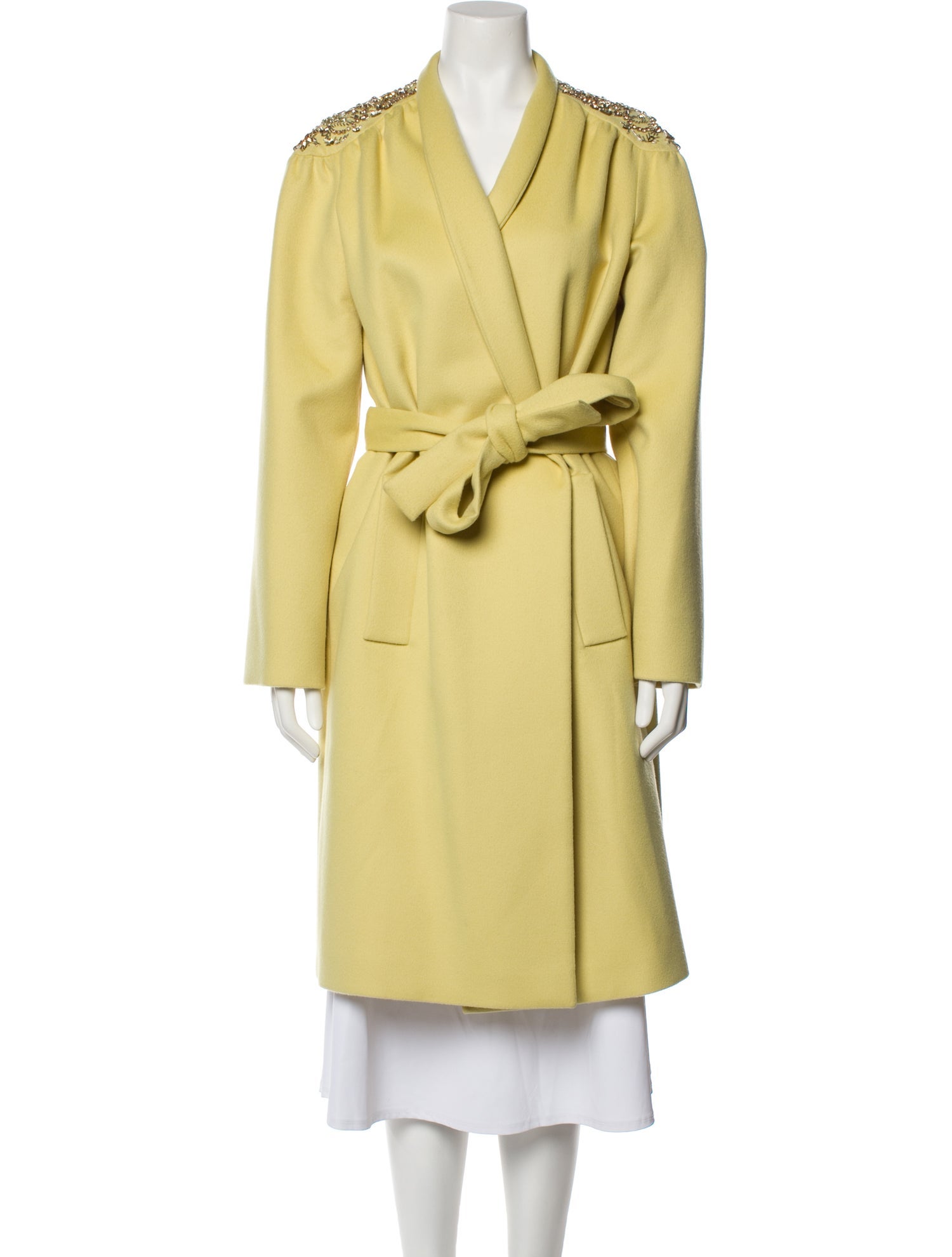Escada Virgin Wool Trench Coat w/ Tags - Yellow Coats, Clothing ...