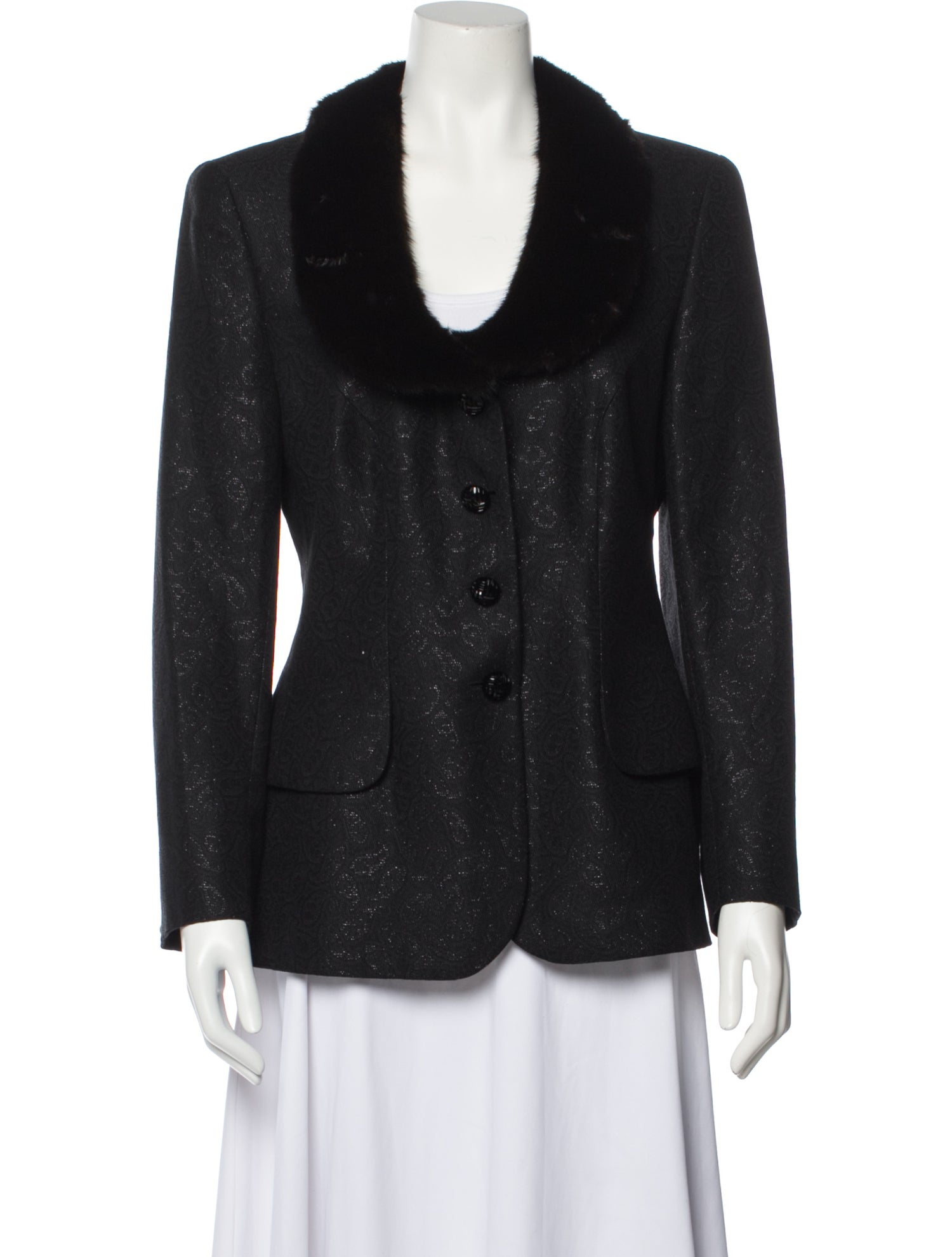 Escada Striped Fur Jacket - Black Jackets, Clothing - ESC148274 | The ...