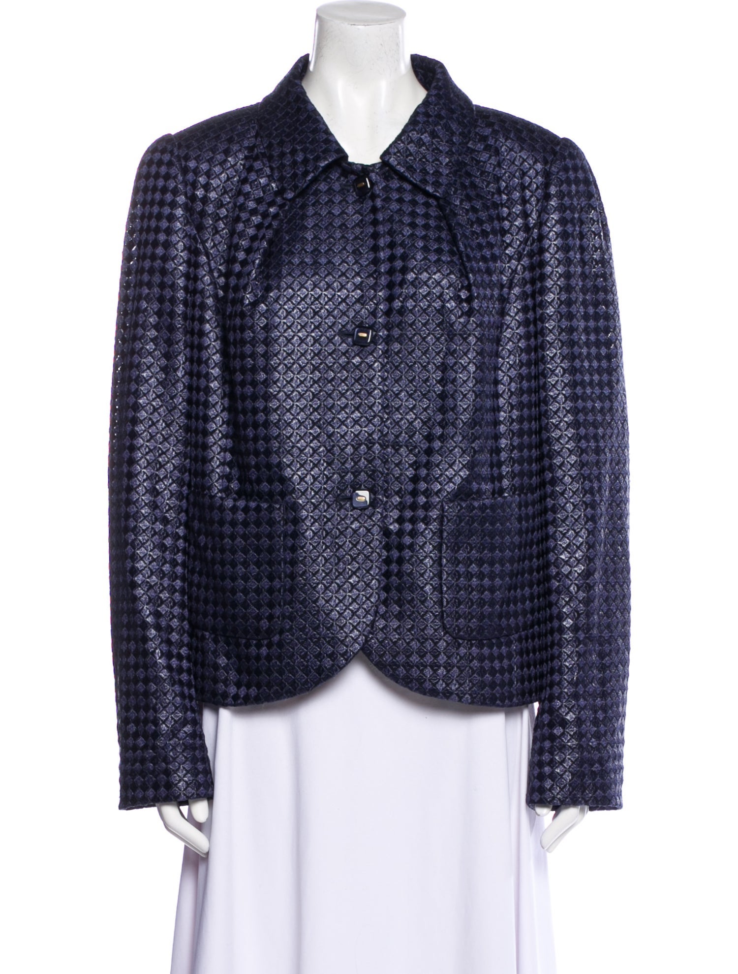 Escada Tweed Pattern Evening Jacket - Blue Jackets, Clothing ...
