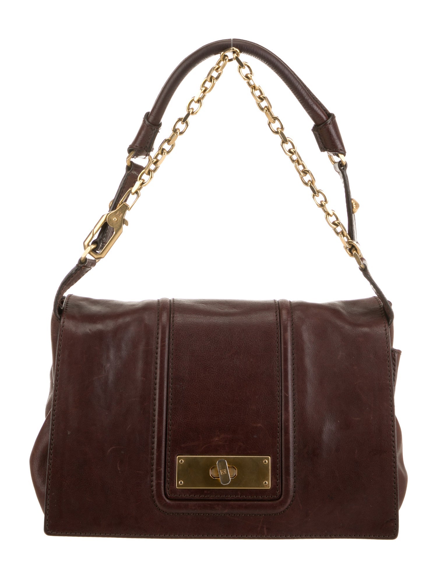 Escada Leather Shoulder Bag - Brown Shoulder Bags, Handbags - ESC149459 ...