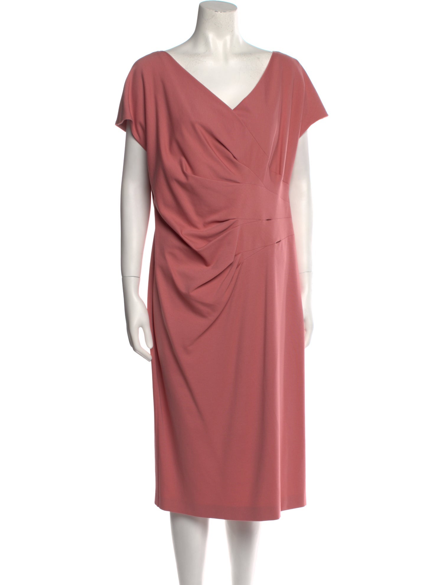 Escada V-Neck Midi Length Dress - Pink Dresses, Clothing - ESC151482 ...