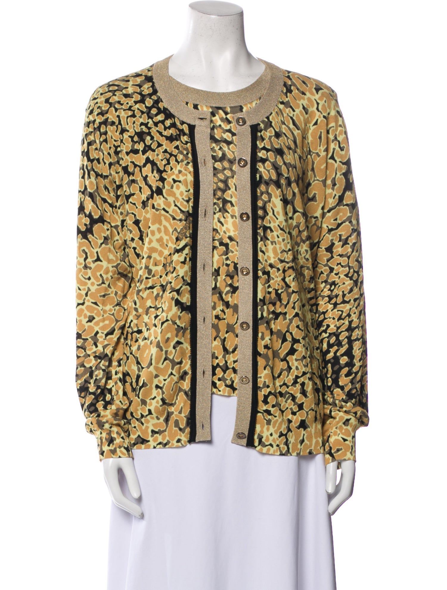Escada Printed Scoop Neck Blouse - Neutrals Tops, Clothing - ESC151530 ...