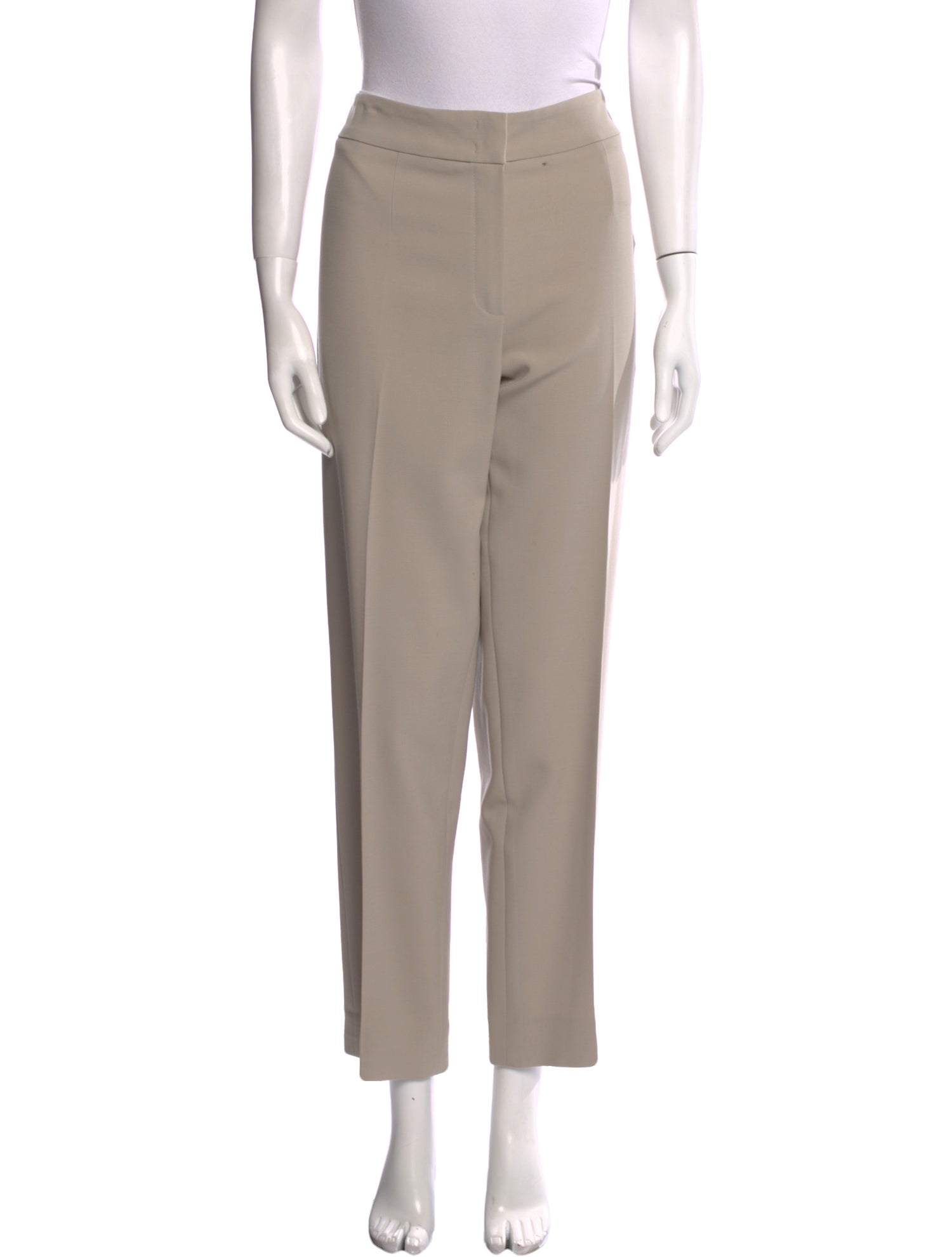 Escada Virgin Wool Straight Leg Pants - Neutrals, 10.25" Rise Pants ...