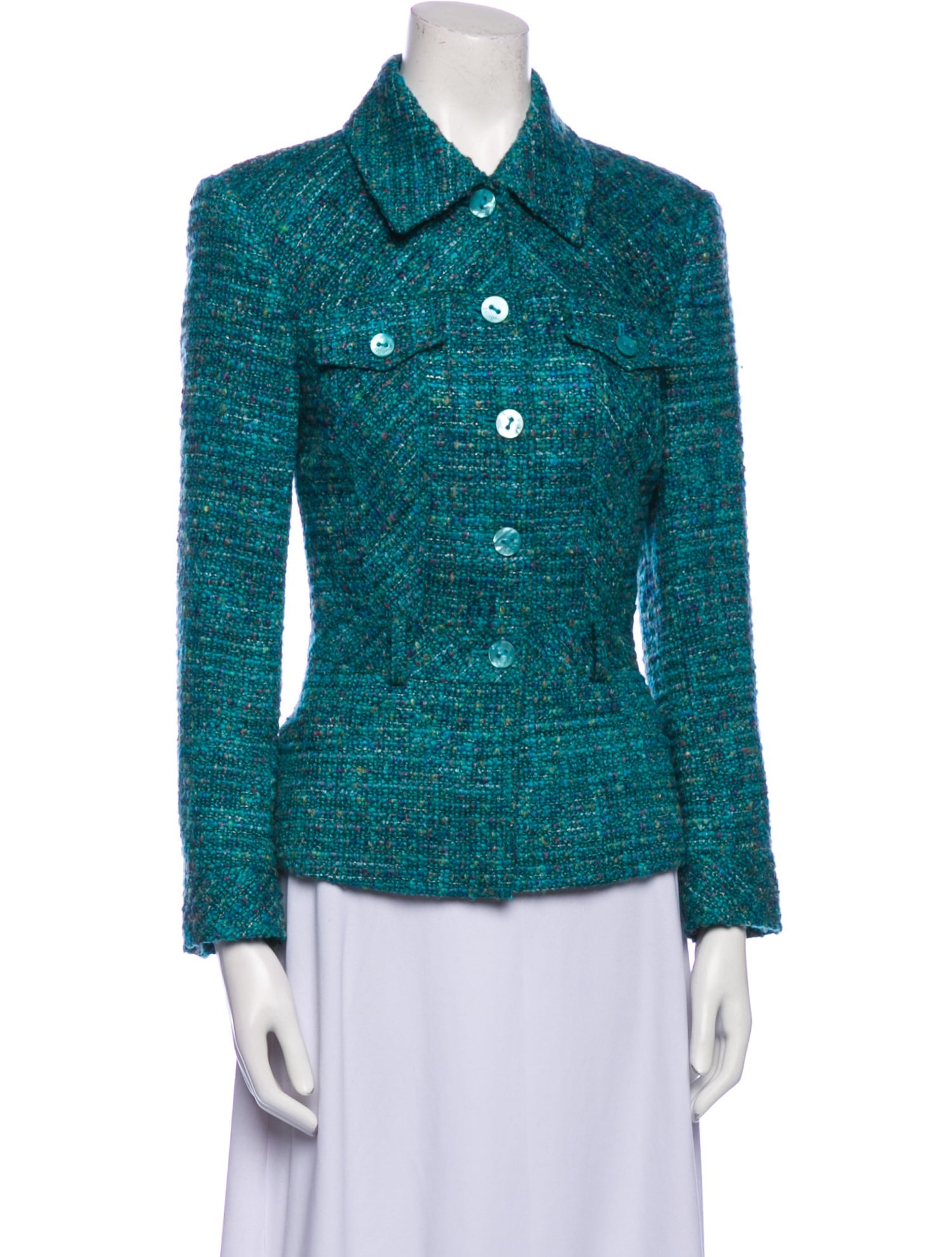 Escada Tweed Pattern Blazer - Blue Jackets, Clothing - ESC152280 | The ...